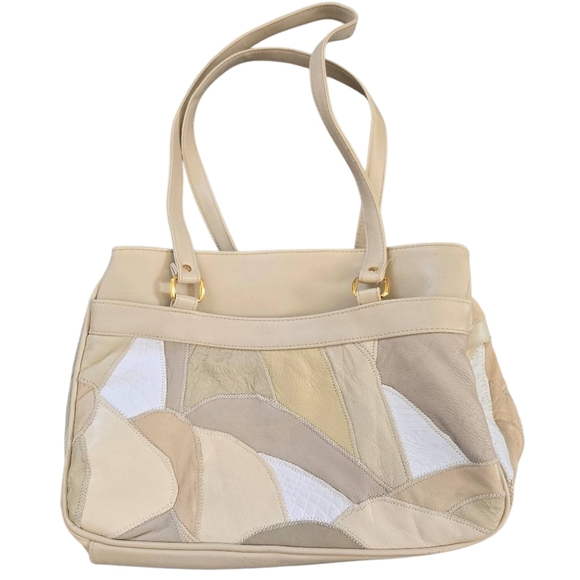 Bags | Vintage Patchwork Leather Shoulder Bag Neutral Colors | Poshmark
